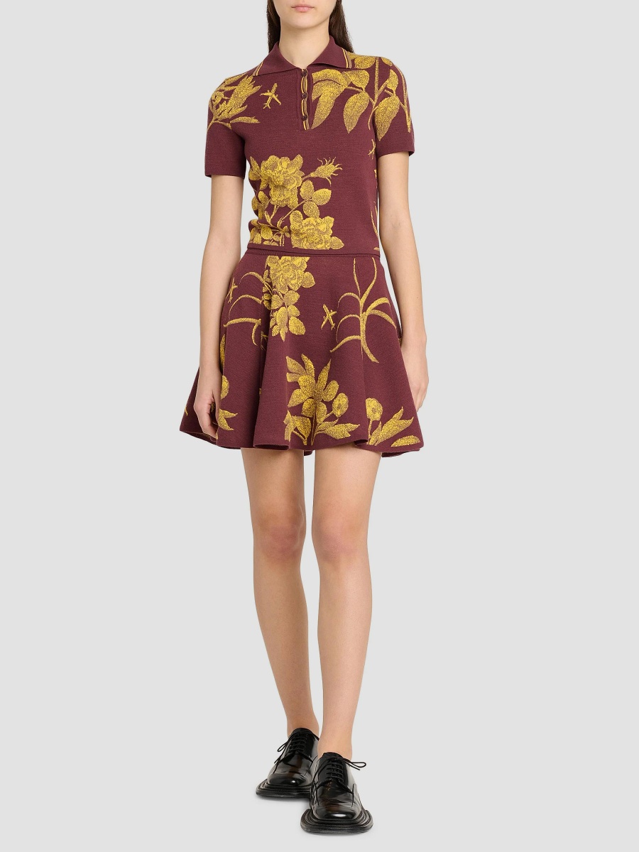 MOSCHINO floral a-line virgin wool miniskirt